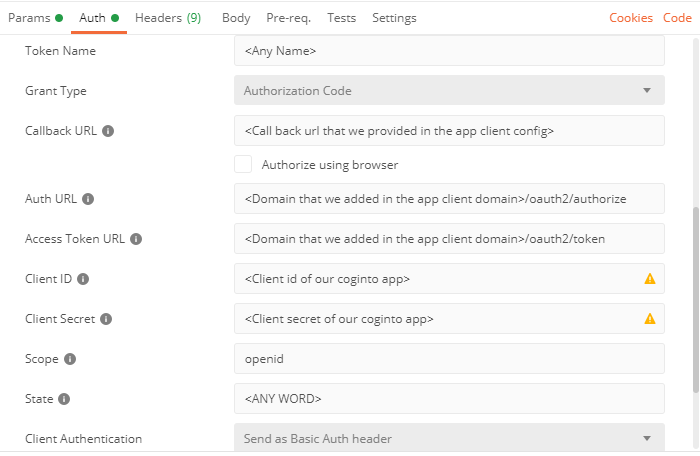 Postman Authorization Use Cases — Envase Identity Manager 1.1 documentation